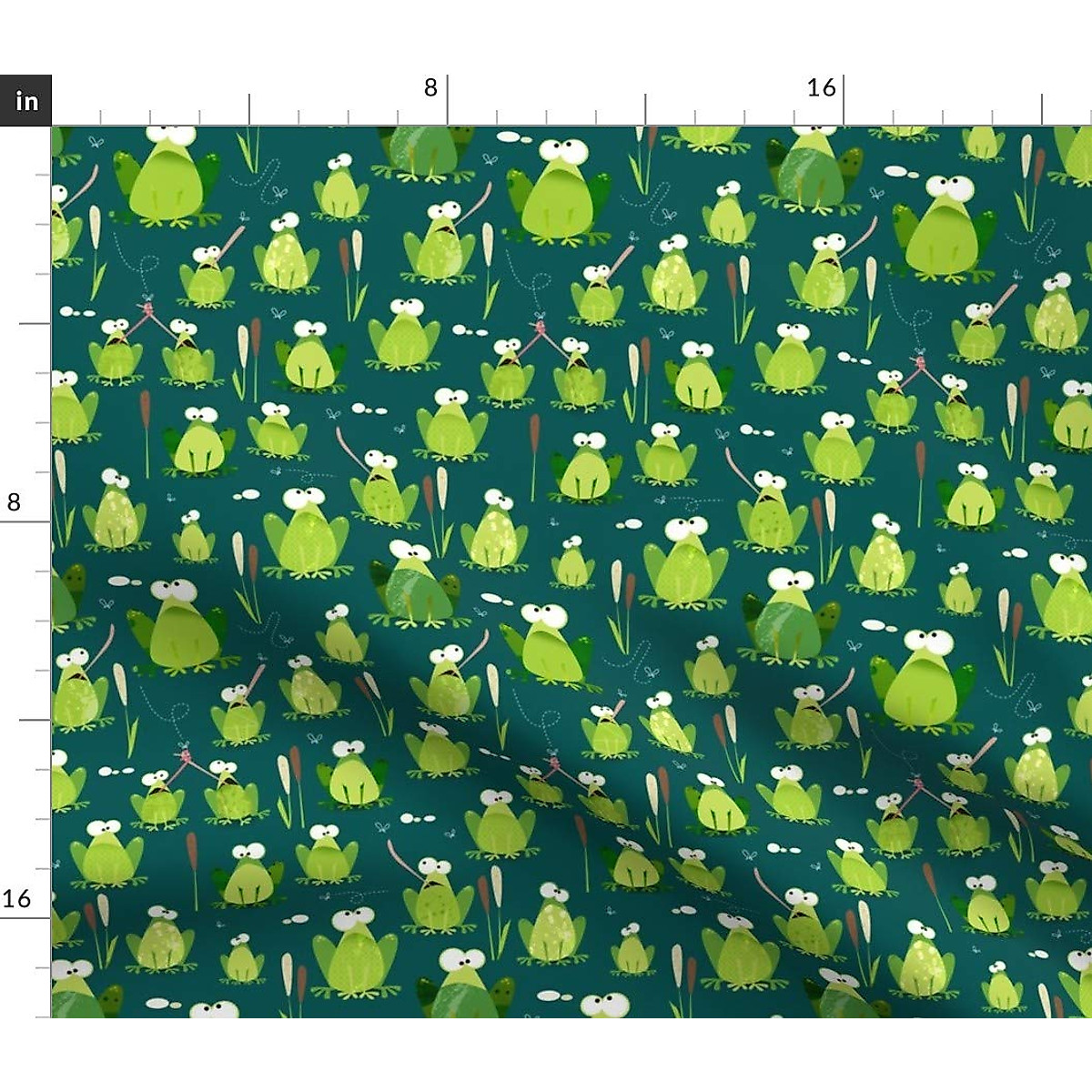 Spoonflower Fabric - Frog Toad Croak Teal Green Nature Amphibian Boys Kids Printed on Petal Signature Cotton Fabric Fat Quarter - Sewing Quilting Apparel Crafts Decor