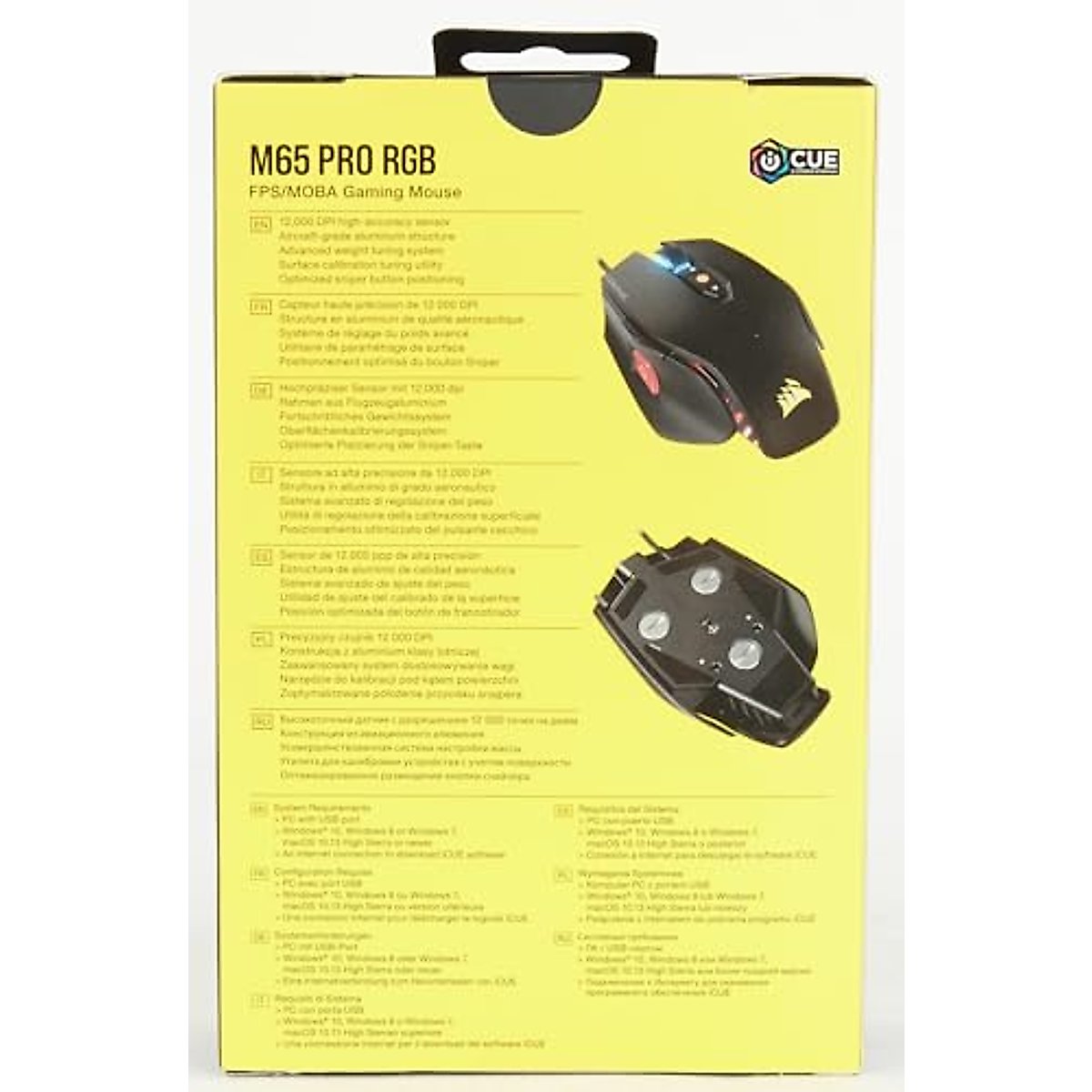 Corsair M65 PRO RGB Optical FPS Gaming Mouse (12000 DPI Optical Sensor, Adjustable Weights, 8 Programmable Buttons, 3-Zone RGB Multi-Colour Backlighting, Xbox One Compatible) - Black