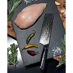 Oxford CHEF Nakiri Chef Knife 6.5 Inch - Damascus Japanese VG10 Super Steel 67 Layer High Carbon Stainless Steel