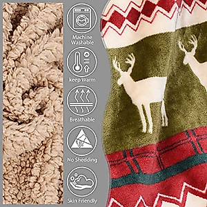 Catalonia Christmas Sherpa Throw Blanket, Xmas Theme Throws for Couch Bed, Plush Blanket | Super Soft, Warm, Fluffy, Comfy, 90x90 inches |