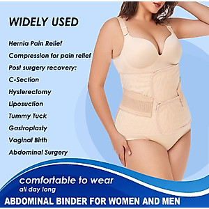 Moolida Abdominal Binder Post Surgery Postpartum Belly Band Belly Wrap Hernia Belt Stomach Compression Wrap C-Section,Nude,L