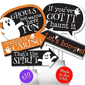 Big Dot of Happiness Spooky Ghost - Ghost Photo Props - Ghost Photo Booth Props - Halloween Party Photo Booth Props - Halloween Cutouts - Halloween Decorations- Fall Photo Booth Props - 10 Piece