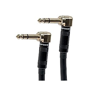 Monoprice Premier Series 1/4 Inch (TRS) Right Angle Male to Right Angle Male 16AWG Cable Cord - 3 Feet- Black (Gold Plated)