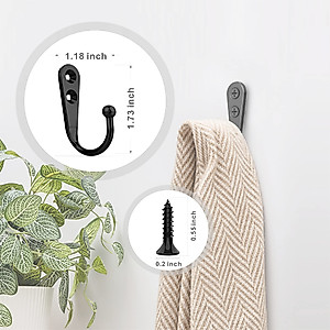 ZAYBOD 15 Pcs Black Wall Mounted Coat Hooks, Hanger Hook with 30 Pieces Screws for Hanging Hat, Towel, Key, Robe, Coats, Scarf, Bag, Cap, Coffee Cup, Mugs