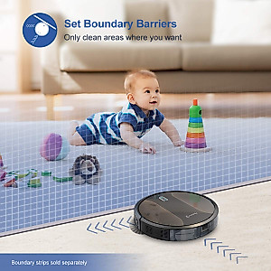 Coredy R580 Robot Vacuum Cleaner, Wi-Fi, App Controls, Work with Alexa, Sweep and Mop, 2000pa Strong Suction, Virtual Boundary Supported, Slim, Quiet Robotic Vacuum Cleaner Cleans Hard Floor to Carpet