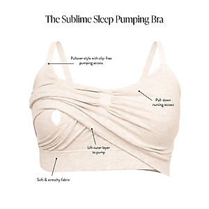 Kindred Bravely Sublime Wireless Busty Sleep Pumping Bra | Seamless Pumping & Nursing Bra for E, F, G, H Cups (Oatmeal Heather, X-Large-Busty)
