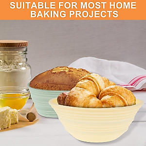 esidianzi 2Pcs Bread Proofing Basket Silicone Oval Dough Proofing Bowl Foldable Round Bread Dough Fermentation Container Reusable Heat Resistance Dough Proofing Trays for Home Kitchen(as Shown)