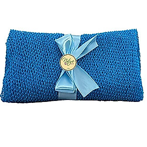 Nature by EJN - Net Bath Sponge, Customized N1 Weave, Long, NKN Naturals, Skin Exfoliation, African, Porous, Stretches to Approximately 49" (Sea Blue)