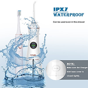 Water Flosser and Ultrasonic Electric Toothbrush Combo + 4 Pack Replacement Toothbrush Heads Compatible with ANWIEL