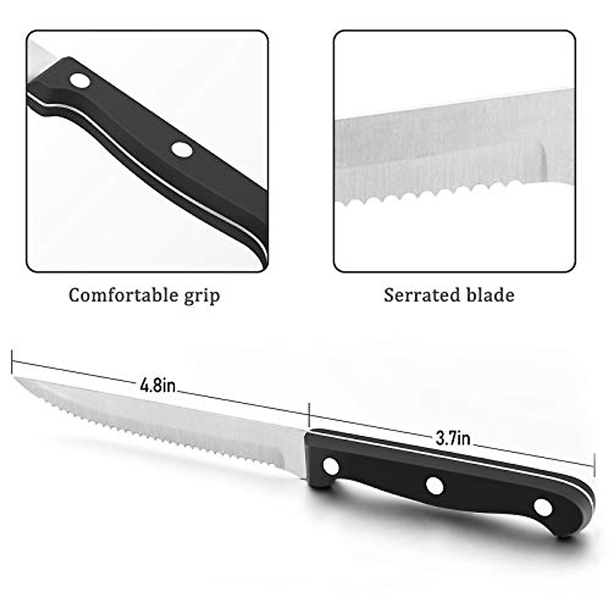 48-Piece Silverware Set with Steak Knives, Stainless Steel Flatware Cutlery Set for 8, Modern Tableware Eating Utensils for Home Hotel, Include Knives Forks Spoons, Mirror Polished, Dishwasher Safe