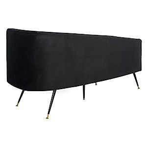 Safavieh Home Evangeline Glam Black Velvet Parisian Settee Loveseat