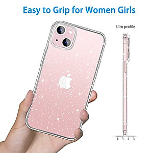 JJGoo Compatible with iPhone 13 Case, Clear Glitter Soft TPU Shockproof Protective Bumper Cover, Sparkle Bling Sparkly Cute Slim Women Girls Phone Case for iPhone 13, 6.1inch