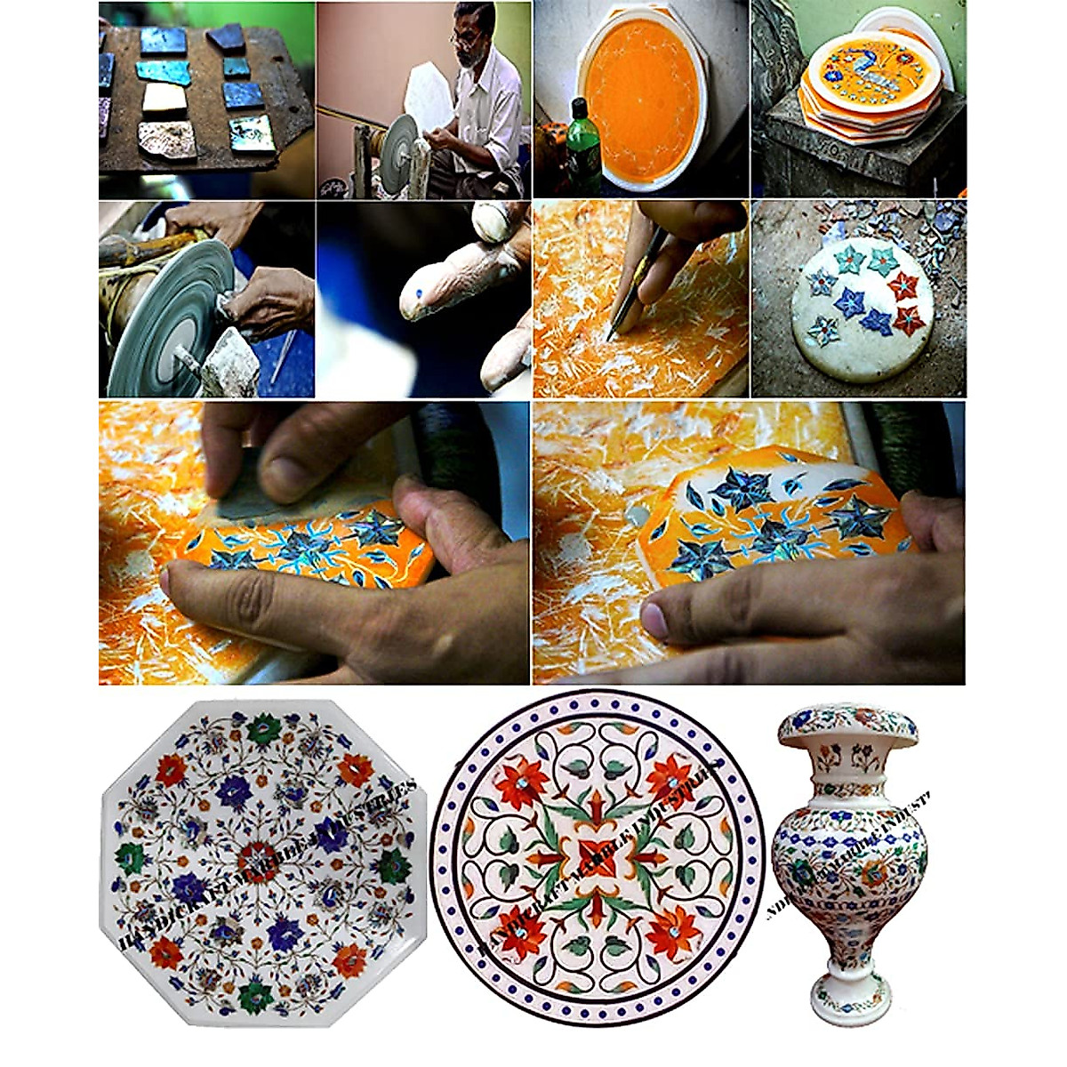 Pietra Dura Natural Black Marble Round 33" x 33" Inch Coffee Table Top, Black Marble Round Dining Table Top, Marble Centre Table Top, Piece Of Conversation, Family HeirLoom