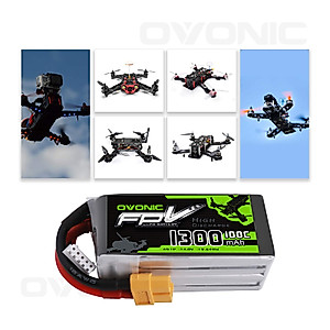 OVONIC 4S Lipo Battery 1300mAh 100C 14.8V Lipo with XT60 Plug for FPV Racing RC Quadcopter Helicopter Airplane Multi-Motor Hobby DIY Parts