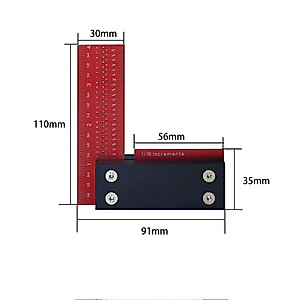 Singring Small Precision Square Ruler Woodworking Aluminum Square 90 Degree Measuring Ruler for Marking Woodworking (4 inch)