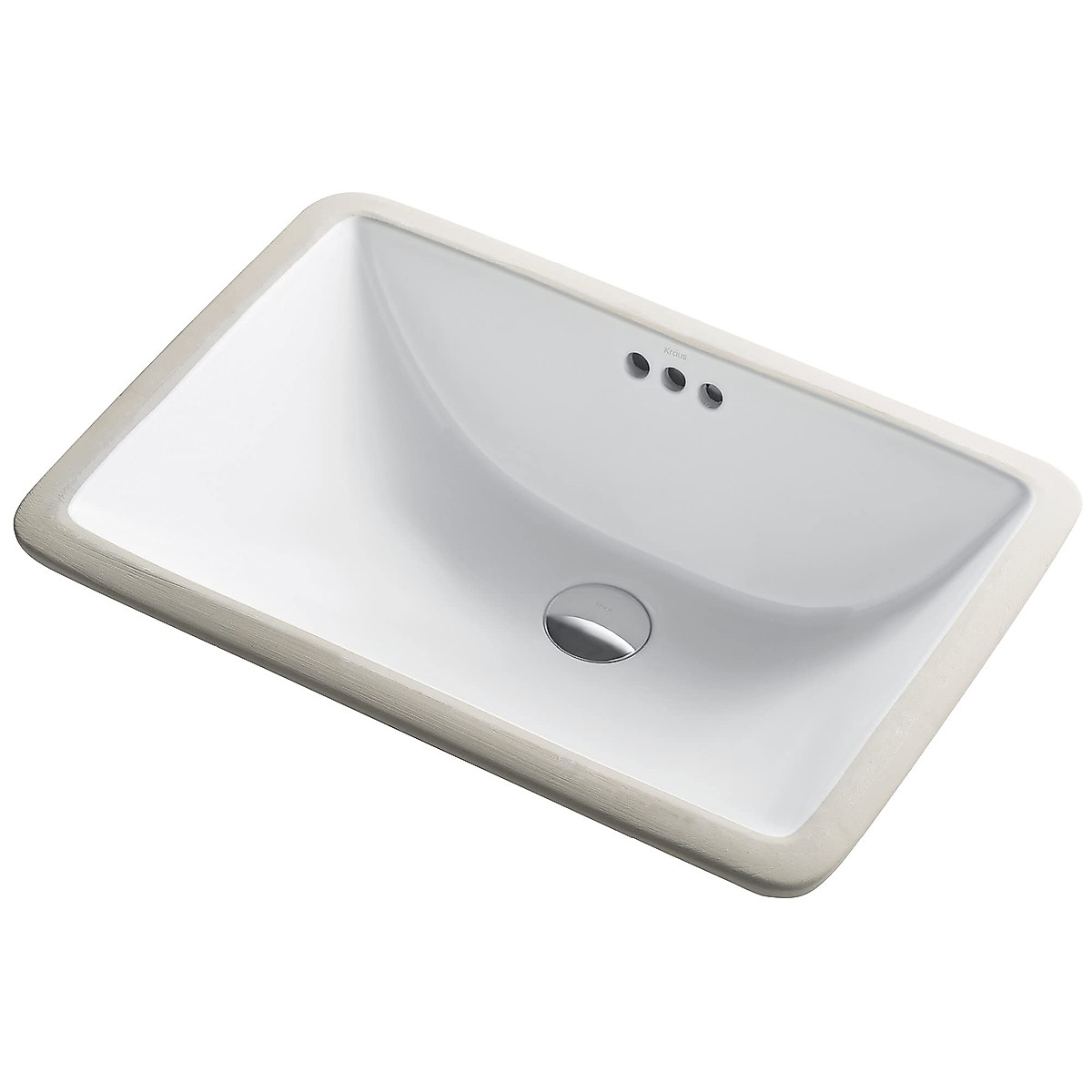 KRAUS Elavo 21-inch Rectangular Undermount White Porcelain Ceramic Bathroom Sink with Overflow, KCU-241
