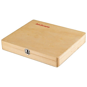 AmScope Wood Microscope Slide Storage Box, Holds up to 25 Blank, Prepared Slides