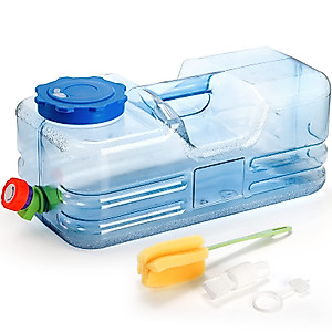 Dicunoy Camping Water Container, 2.6 Gallon Portable Water Jug with Spigot, Thick Water Dispenser Brick with Wide Filler Opening for Hiking, Picnic, Vehicle, Outdoor, Emergency, Hurricane Supplies