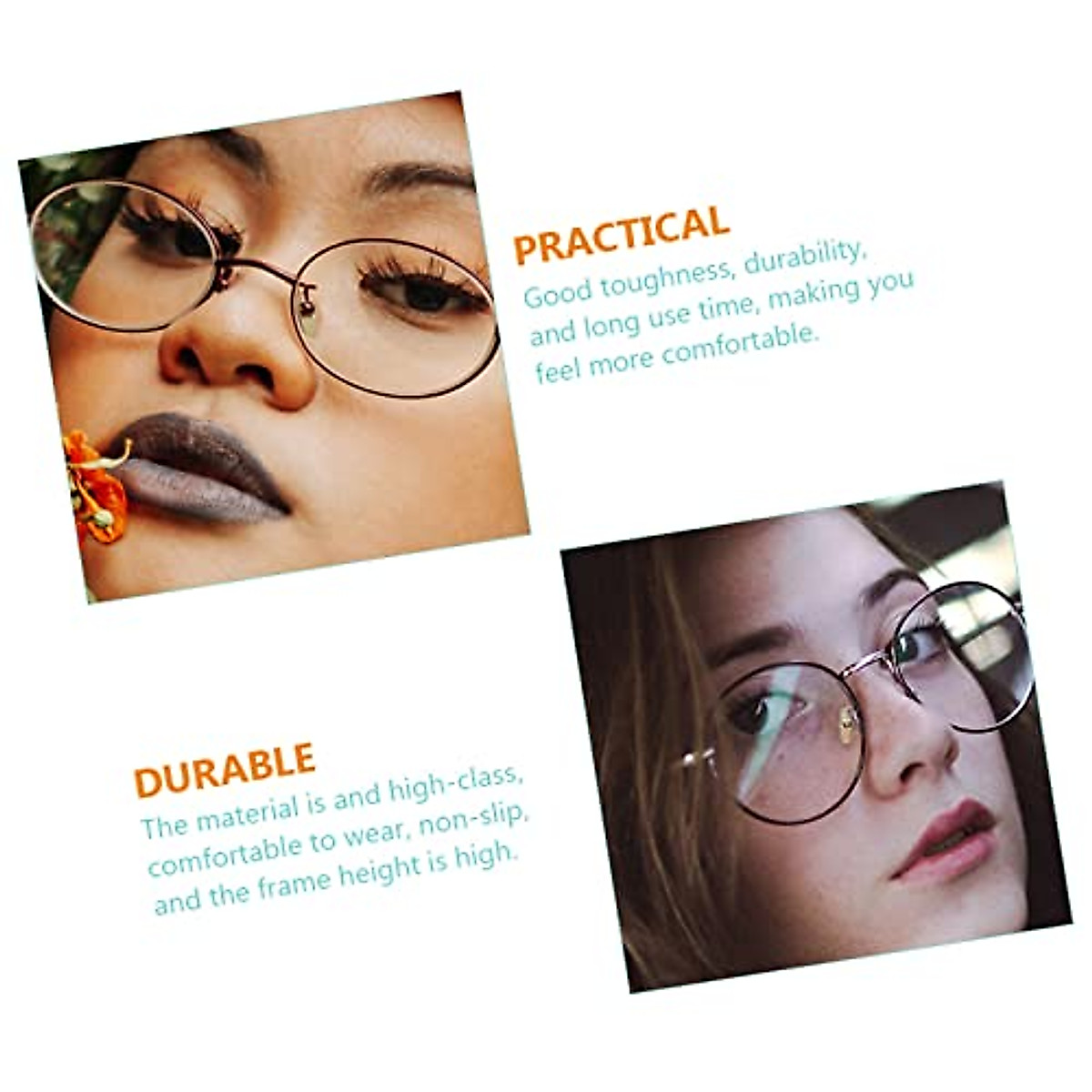 Healeved 6pcs Glasses Pads Fittings Universal Slip Pad Gasket Eyeglass for Accessories Eyeglasses Cushion Replacement Golden Supplies Kits and Nose Metal Anti- Re Sunglasses Support