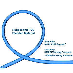 YOTOO Hybrid Air Hose 3/8-Inch by 250-Feet 300 PSI Heavy Duty, Lightweight, Kink Resistant, All-Weather Flexibility with 5pcs Solid Brass Repair Fittings, Blue