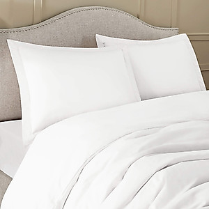 600 Thread Count White Super Queen Size Duvet Cover Set, 3 Piece Double Brushed Cotton Duvet Cover with Button Closure, 1 Super Queen Duvet Cover (90 x 98) inches and 2 Pillow Shams