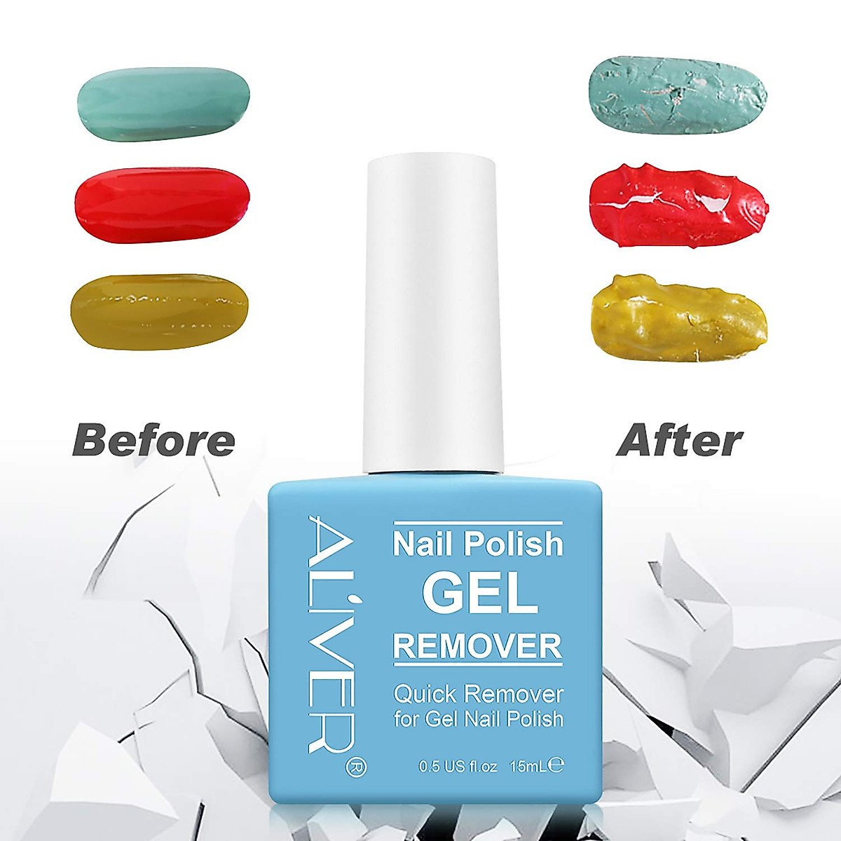 Gel Nail Polish Remover, Nail Polish Remover for Gel Nails, Ultra-Powerful Nail Polish Remover for Natural, Soak-Off Gel Polish in 2-5 Minutes (with 1Pcs Cuticle Pusher and Nail Polish Scraper)