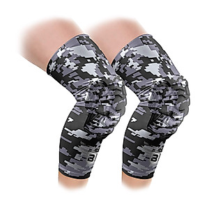 Bucwild Sports Knee Pads/Padded Compression Pro Knee Sleeves (1 Pair) Youth & Adult Sizes - Basketball Wrestling Volleyball Black White Red Blue (Black Camo, Small (Teen/Young Adult))