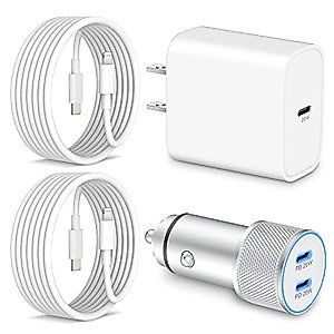 iPhone 14 13 12 Fast Charger [Apple MFi Certified], ARCCRA 20W PD Fast USB C Wall Charger Block + 40W 2Port USB C Car Charger + 2 X 6FT Lightning Cable for iPhone 14 13 12 Pro Max Mini 11 XS XR, iPad