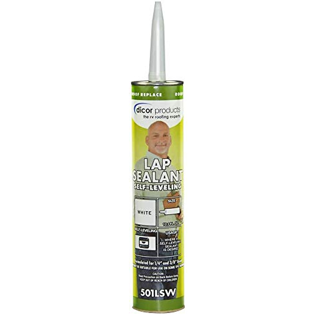 Dicor 501LSW-1 Epdm Self-Leveling Lap Sealant-10.3 Oz. Tube, White, 10.3 Fluid_Ounces (24)