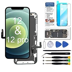 Tsikoyooe for iPhone 12/12 Pro Screen Replacement 6.1 inch, 3D Touch LCD Display Digitizer Touch Screen Assembly with Repair Tools, Compatible with iPhone 12/12 Pro 6.1 inch