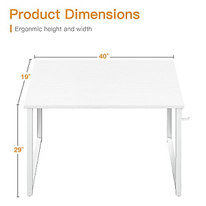 Coleshome 40 Inch Computer Desk, Modern Simple Style Desk for Home Office, Study Student Writing Desk, White