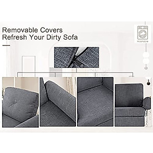 HOMERILLA Sectional Sofa, Modular Sofa, Modern Loveseat Living Room Seater Sofa with Armrest, Sleeper Bed Couch, Easy to Clean Sofa, L-Shape Sofa, 3-Seat Sofa, Dark Grey