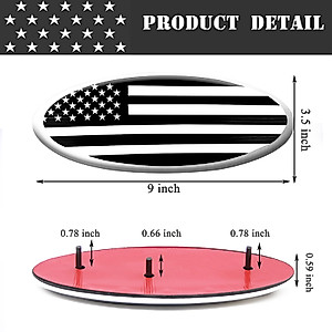 9 Inch Metal Replacement Emblem for Ford, American Flag Front Grille Emblem F150 Emblem Ford Tailgate Emblem Oval 9"X3.5" Fits for 04-14 F250 F350, 11-14 Edge, 11-16 Explorer, 06-11 Ranger (Grey)