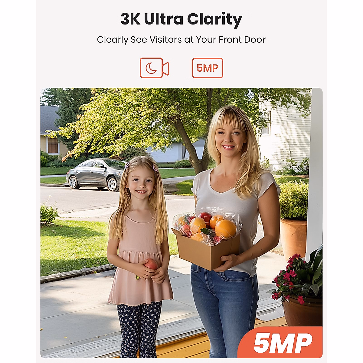 CAMSTRO Doorbell Camera Wireless - 3K Video Doorbell with Chime, 2.4G WiFi Outdoor Security Cemera,Smart Human Detection, 2-Way Audio,Voice Changer,Night Vision,Works with Alexa and Google Assistant