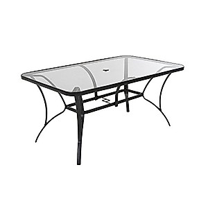 CoscoProducts COSCO 88646GLGE Paloma Patio Tempered Glass Top Dining Table, Gray