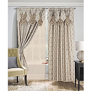 Glory Rugs 2pc Curtain Set with Panel Attached Valance and Backing 55"X84" Each Ragad Collection