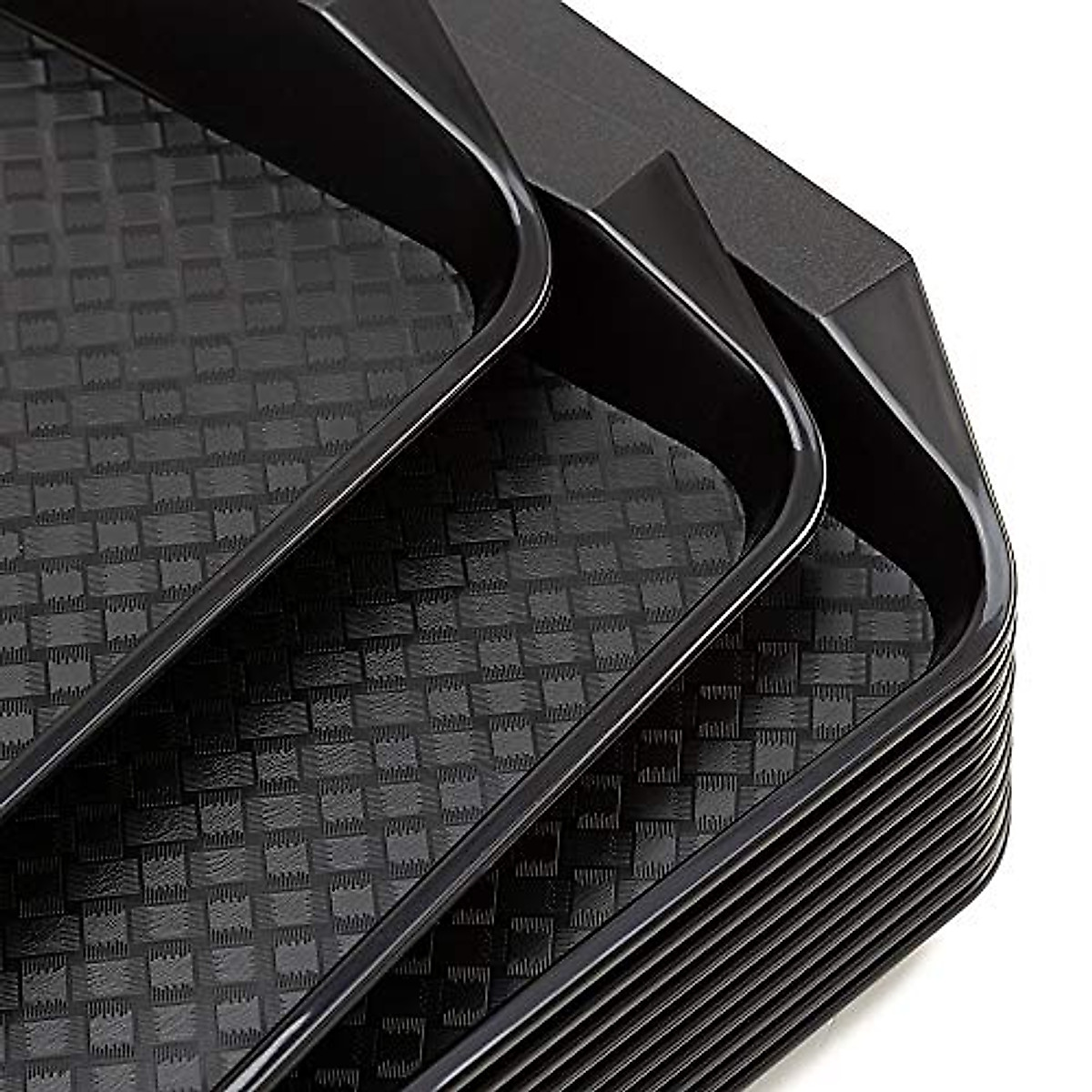 Eslite Plastic Fast Food Serving Tray,16.95 by 11.82-Inch,Set of 12 (Black)