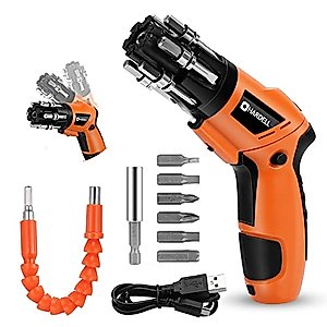 HARDELL Electric Screwdriver Cordless, 3.6V Rechargeable Power Screwdriver With Rear Flashlight, 6 In 1 Electric Screwdriver Set For Assembly Furniture, 1.5Ah Li-Ion Battery Screwdriver, 3.5 N.m