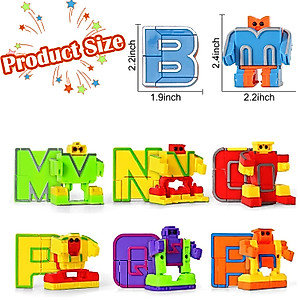 26 Pieces Alphabet Robot Toys for Kids Alpha-Bots Transformers ABC Letters Learning Toys, Toddlers Education Toy, Preschool Montessori Toy, Classroom Prizes Party Favors