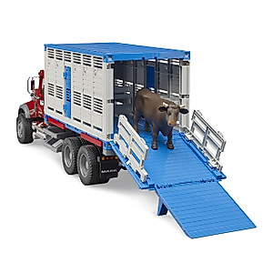 Bruder 02830 Mack Granite Cattle Transportation Truck with 1 Cattle