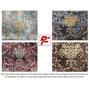 Decora Furnishings Damask Design Digitally Printed Velvet Finish Fabric for Upholstery, Chairs, Cushions, Window Treatments Crafts Rennaisance Rococo Victorian Style 54" Width By the Yard (Royal Blue)