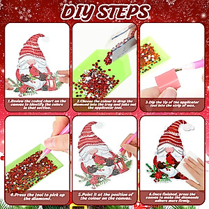 Sintuff 3 Pcs 5D Sunflowers Gnomes Bee Diamond Painting Kits Hanging Honeybee Dwarf Sunflowers DIY Round Diamond Art Kits Gnome Diamond Painting Kits for Art Adults Beginners DIY Home Wall (Garland)