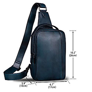IVTG Genuine Leather Sling Bag for Men Crossbody Casual Hiking Daypack Vintage Handmade Chest Shoulder Backpack