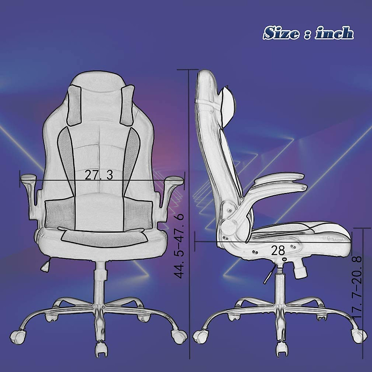 Meet perfect Gaming Chair Ergonomic Office Chair Desk Chair Leather Computer Chair Lumbar Support and Head Pillow Modern Executive Chair Adjustable Rolling Swivel Task Chair Home Office Chair, Red