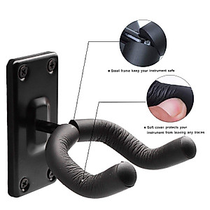 Guitar Wall Mount Guitar Wall Hooks Stand Guitar Display Hanger Suitable Fits Guitars, Bass, Mandolin, Banjo, Ukulele (2 Pack)