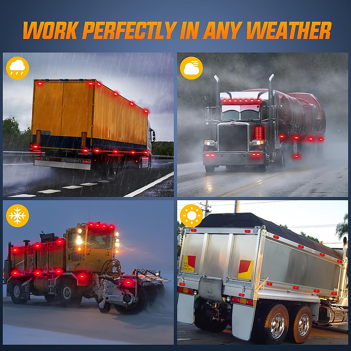 Nilight Double Bullseye Marker Light 5PCS Red 10LED Rectangular Clearance Front Side Rear Indicator Lights Surface Mounted for 12V Truck Camper RV Boat Lorry