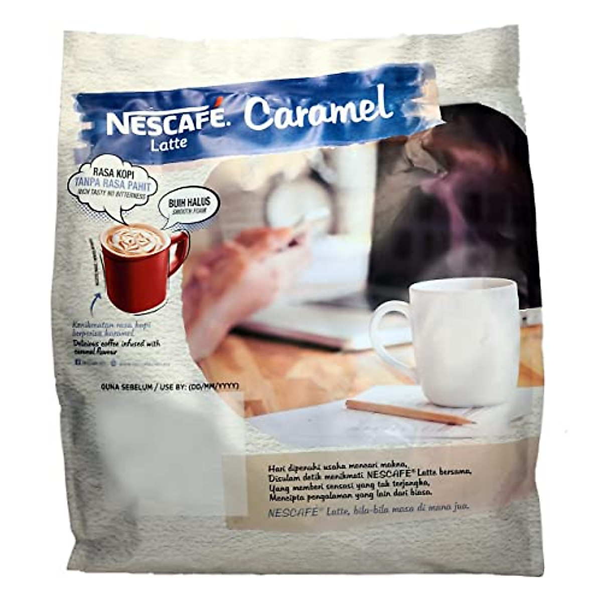 Nescafe 3 in 1 CARAMEL Coffee Latte - Instant Coffee Packets - Single Serve Flavored Coffee Mix (20 Sticks)