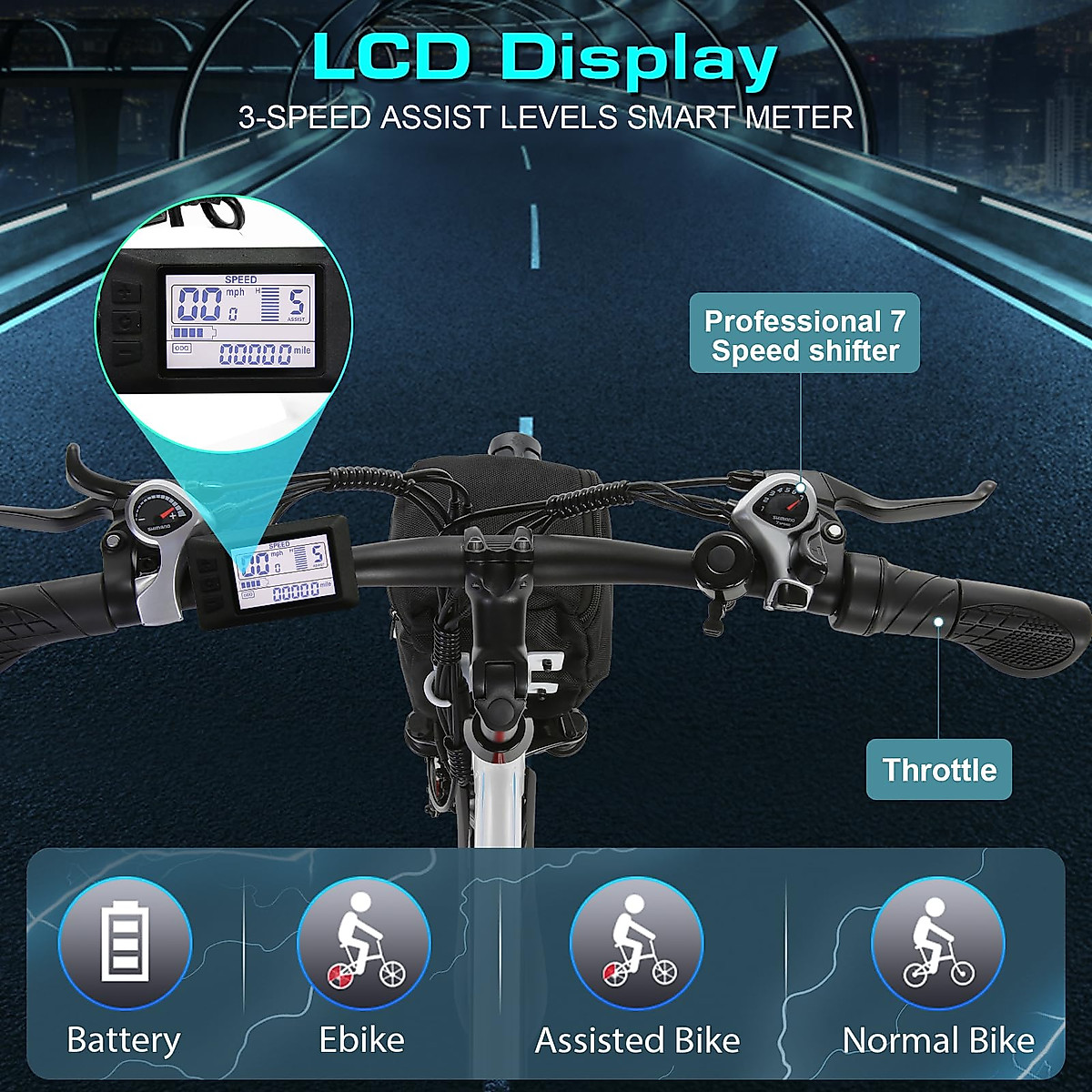 Vivi Electric Bike 500W Commuter Ebike 26" Electric City Cruiser Bicycle, 20 MPH Ebikes for Adults with 48V Removable Battery, Up to 50 Miles, Professional 7 Speed