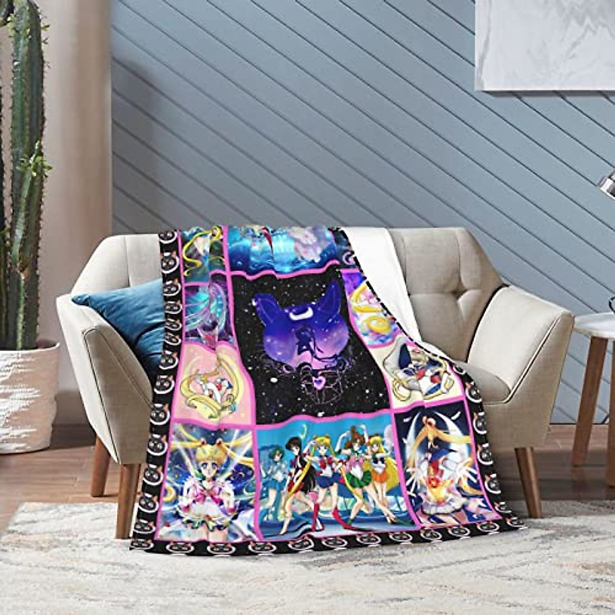 Anime Throw Blanket Super Soft Flannel Blankets Lightweight All Season Bed Throws Blanket Sofa, Room Gifts. (A, 50"x40")