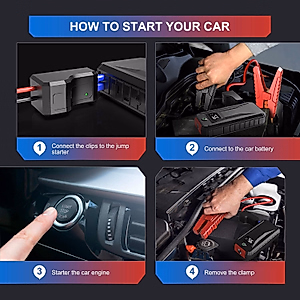 Portable Jumper Starter Clamps, 8AWG Automotive Emergency Jumper Cables for 12V Car Jump Starter